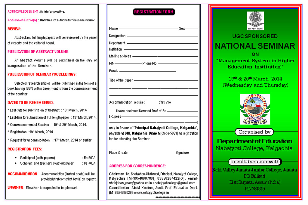 UGC Sponsored National Seminar on ‘Management System In Higher ...